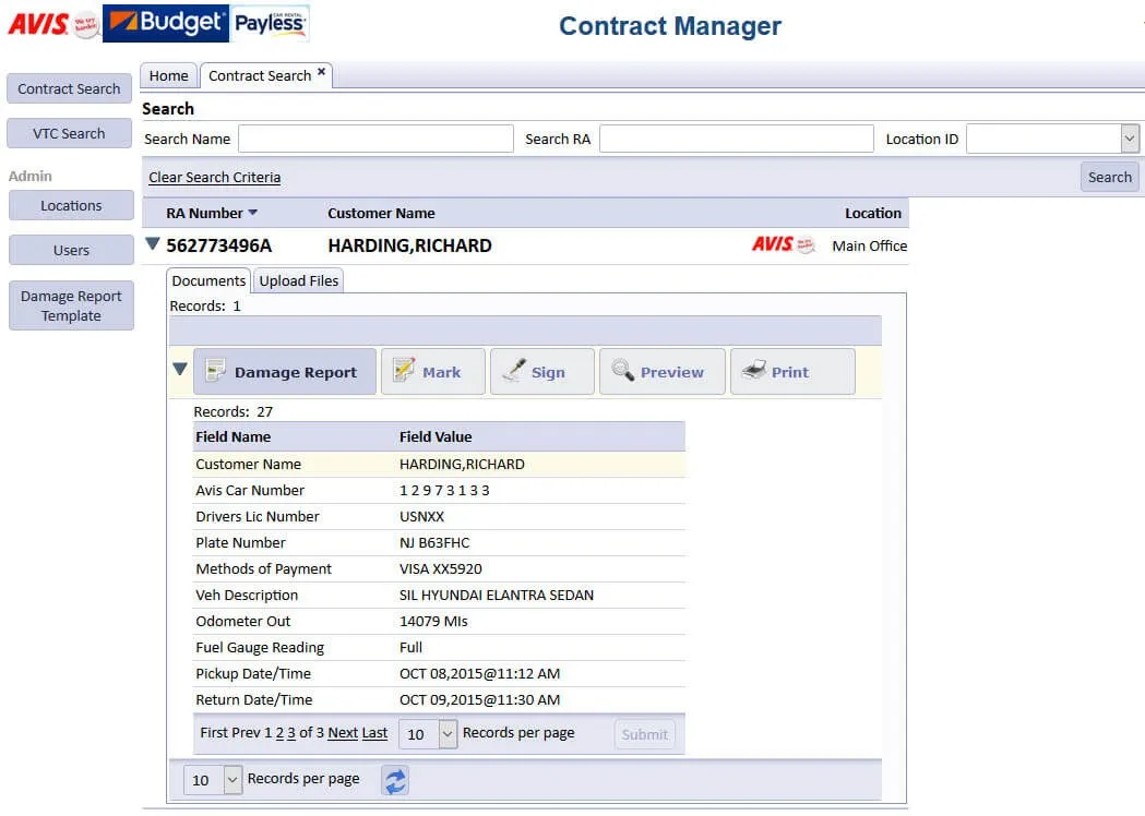 Car Rental Software | Avis car rental contract | Avis App