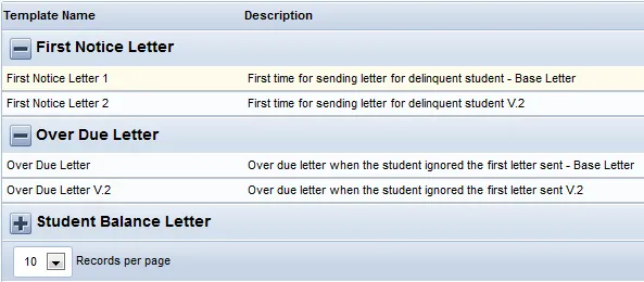 Dunning and collection letters management|Student loan management